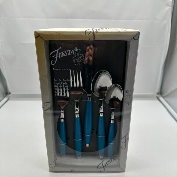 Fiesta | Dining | New Nib Fiesta Peacock 5 Piece Flatware Set Blue ...